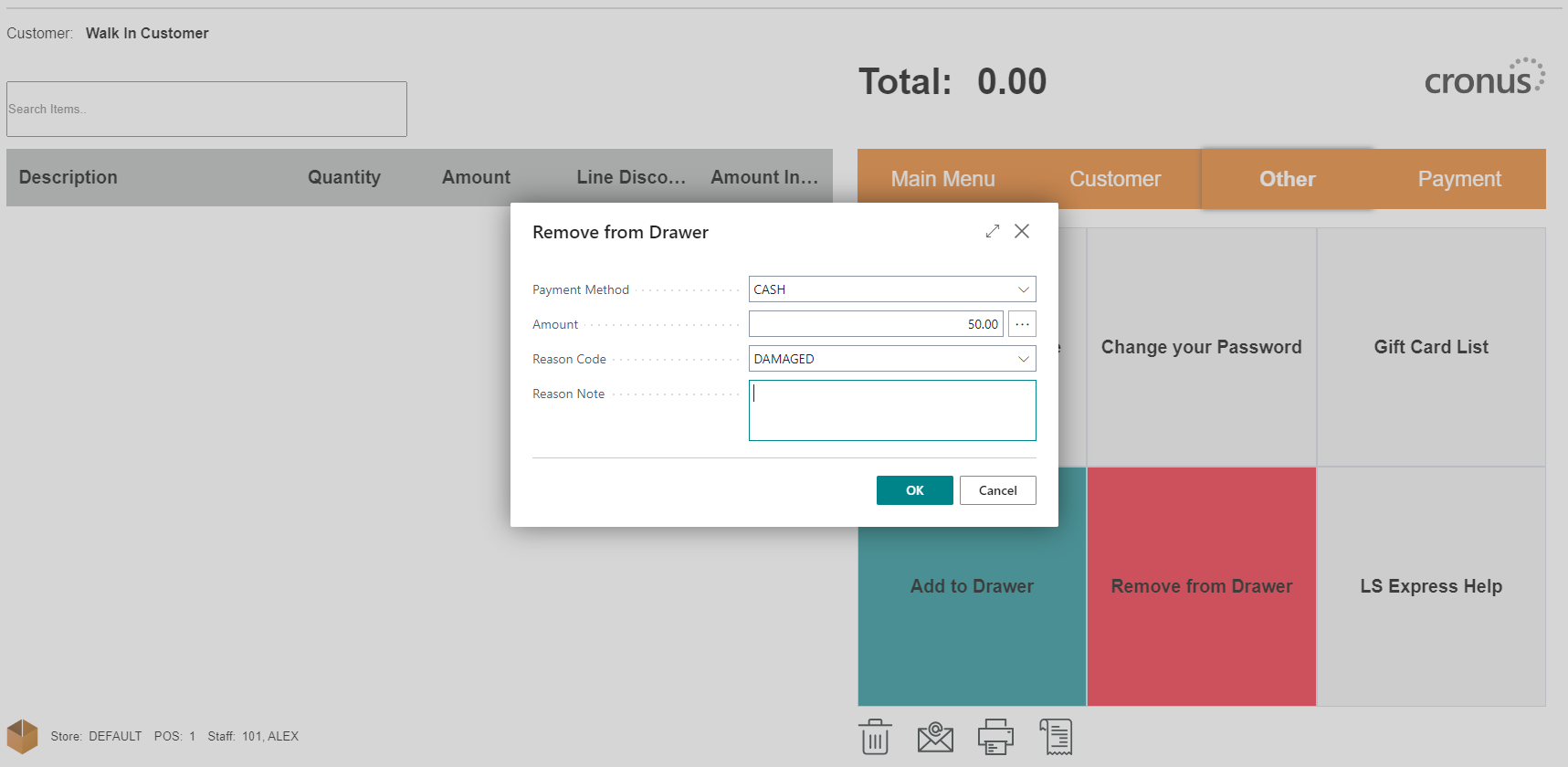 Adding or Removing from Drawer