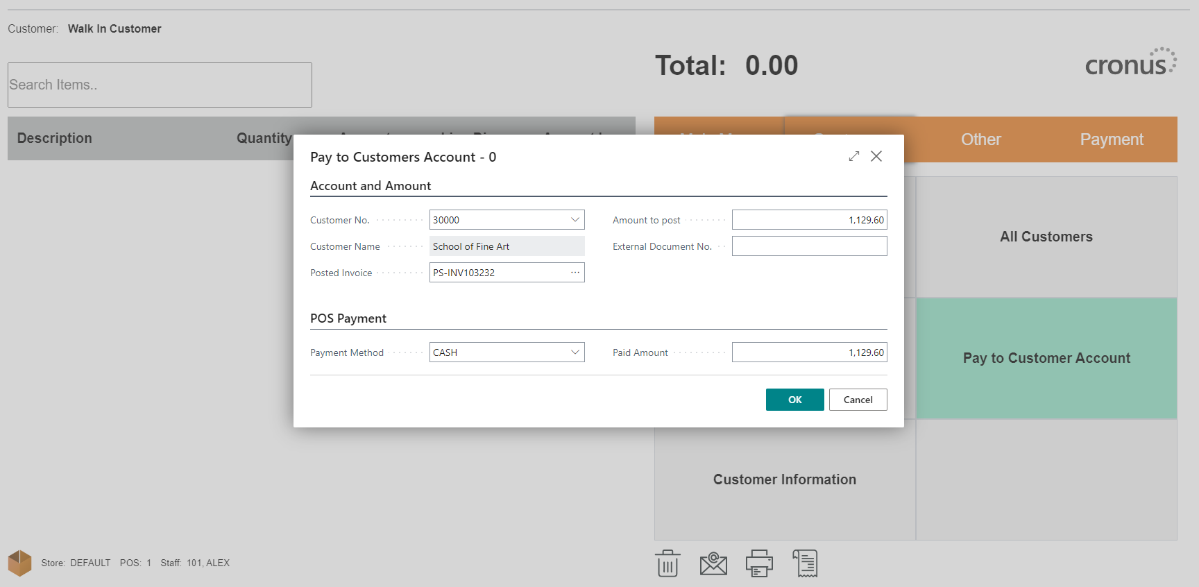 Pay to Customer Account
