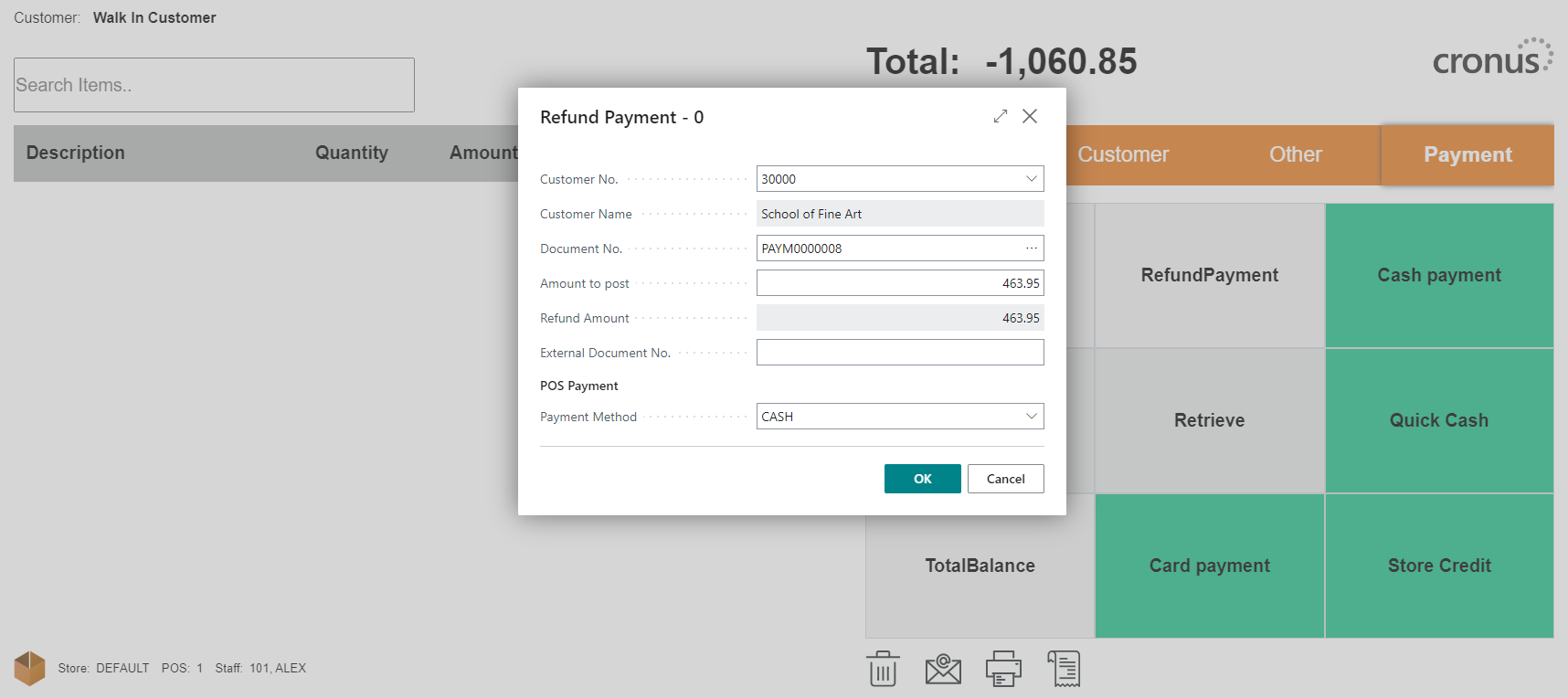 Refund into a Customer's Account